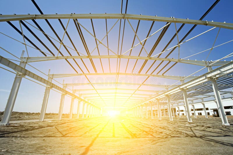 In the Construction Site, Steel Structure is Under Construction Stock ...