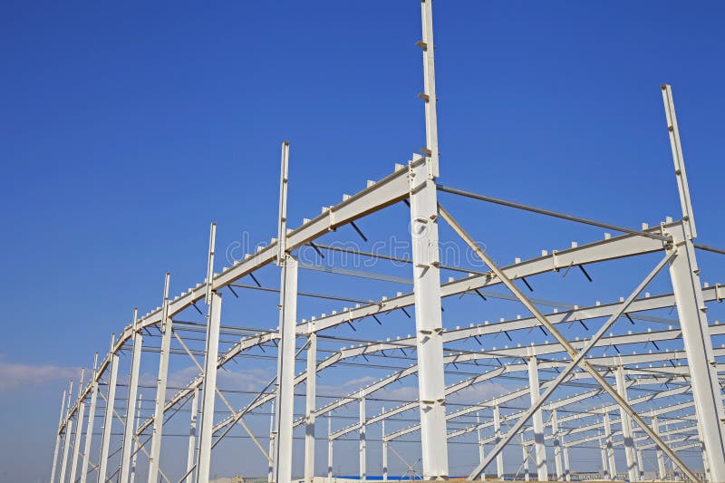 In the Construction Site, Steel Structure is Under Construction Stock ...