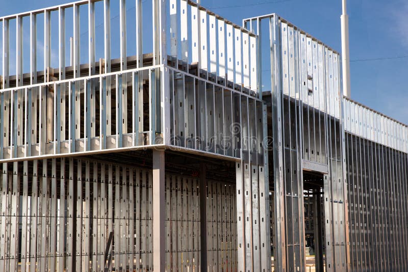 In the Construction Site, Steel Structure is Under Construction Stock ...