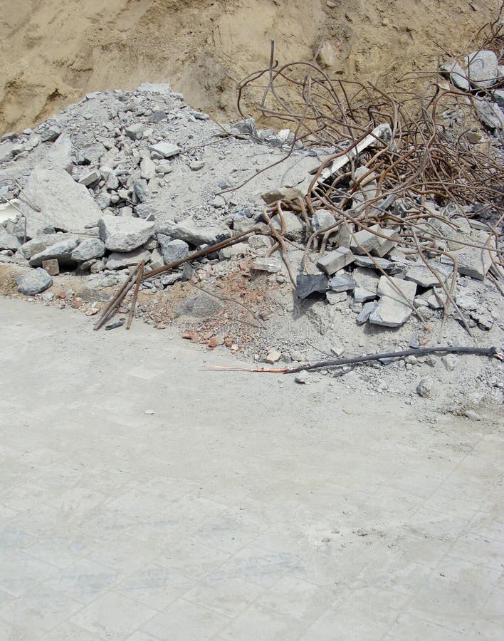 Construction Site with Stone and Metal Rubble Stock Photo - Image of ...