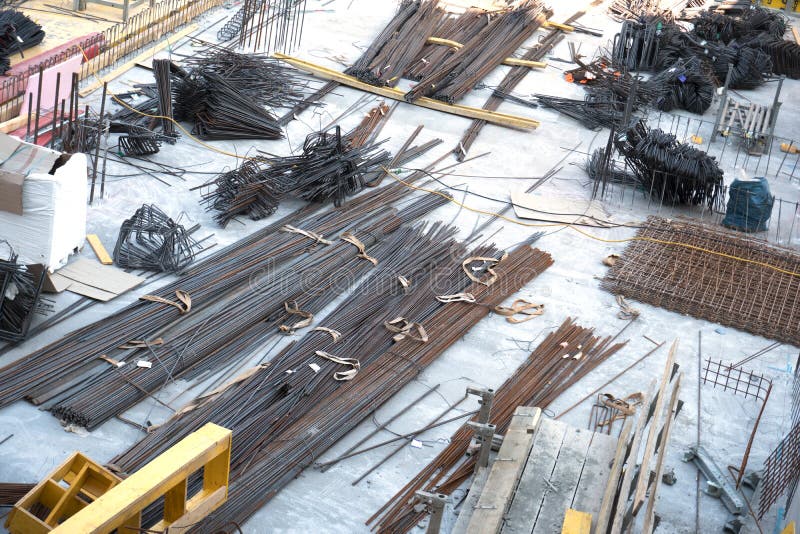 Construction Site Straight Structural Steel Various Diameter Bundles ...