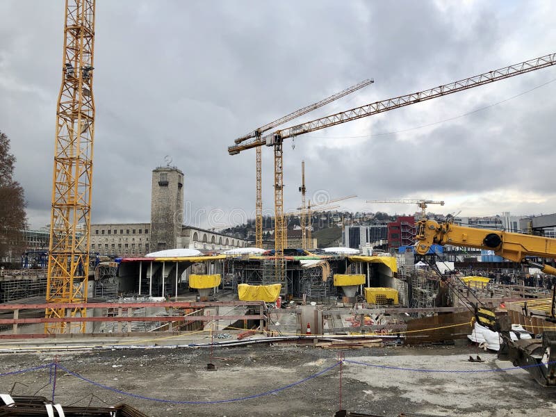 Construction Site at Stuttgart Main Station for the Stuttgart21 Railway ...