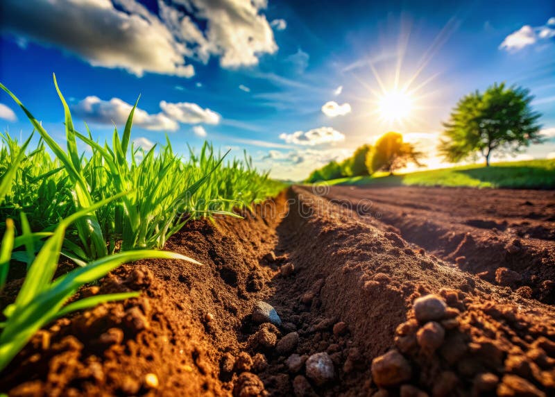 Construction Site Subgrade Stabilization CloseUp View of Soil ...