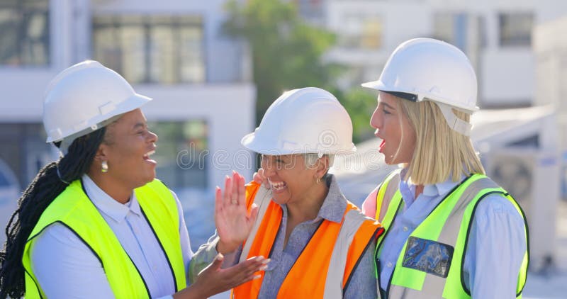 Construction Site, Success or Women High Five for Architecture ...