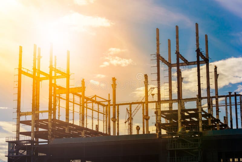 Construction Site at Sunrise Stock Image - Image of work, frame: 77268291