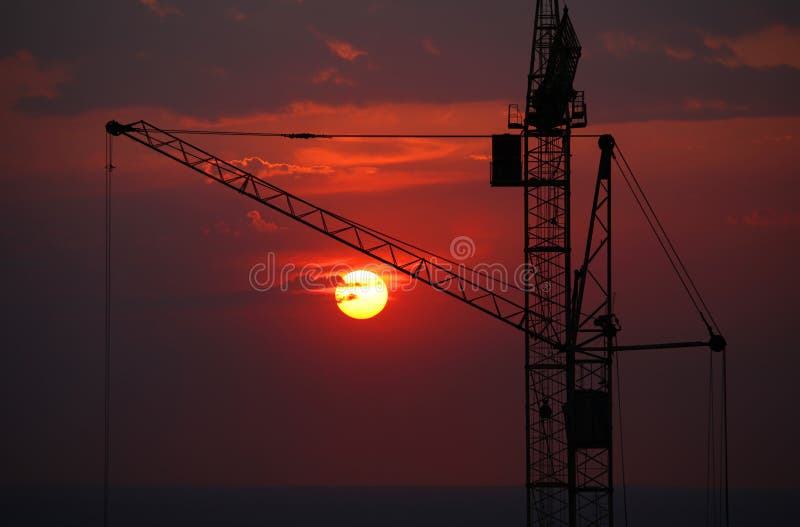 Construction Site on Sunset Stock Photo - Image of architecture, people ...