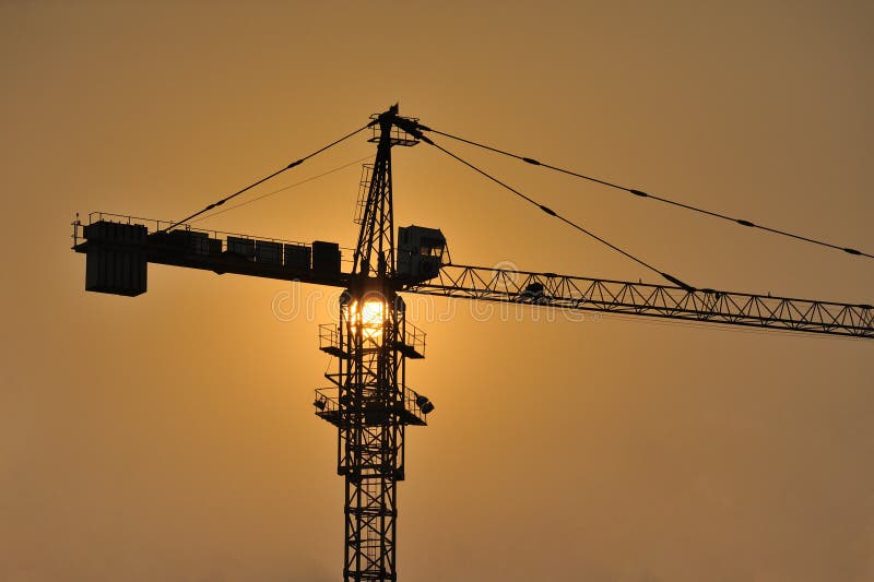 Construction Site On Sunset Stock Image - Image of building, cranes ...
