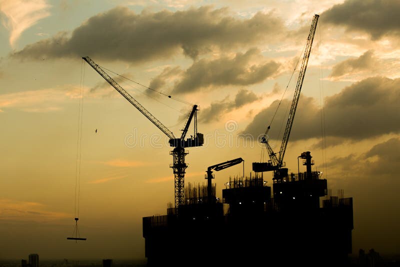Construction Site at Sunset Stock Photo - Image of housing ...