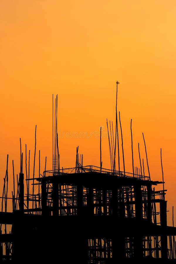 Construction Site at Sunset Stock Image - Image of working, group: 68268283