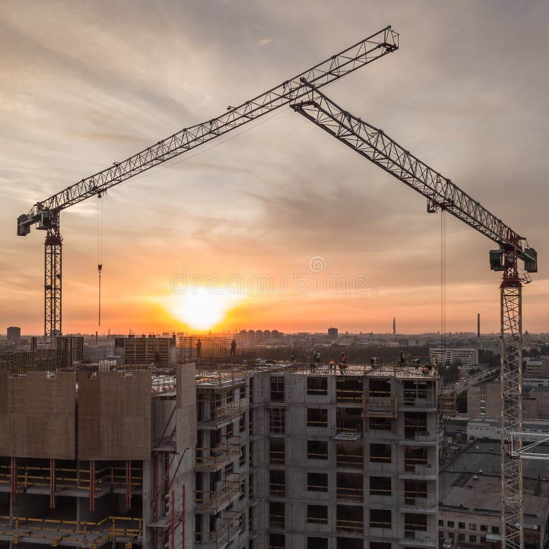 Construction Site at Sunset Stock Image - Image of build, sunset: 123540111