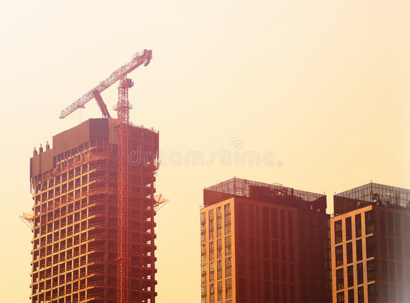 Construction Site during Sunset Architecture Backdrop Stock Photo ...