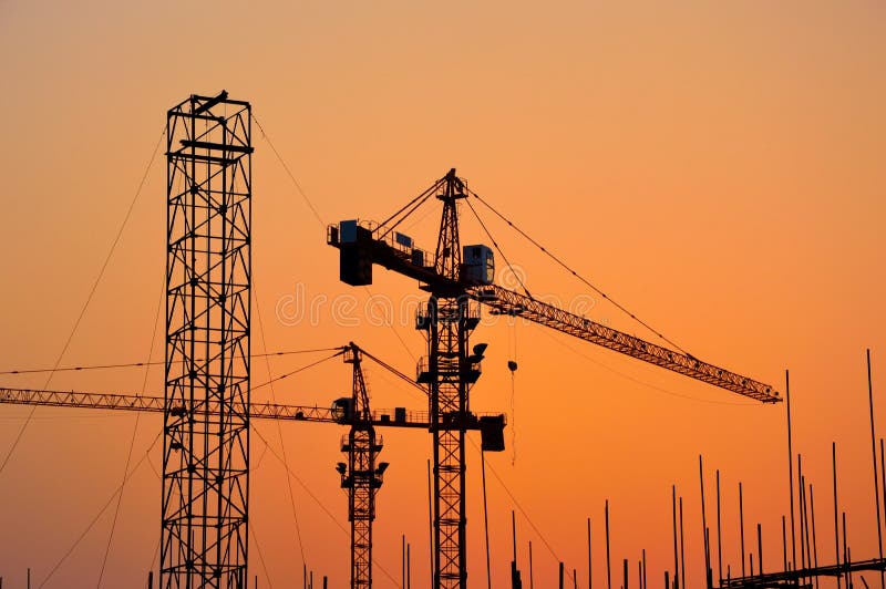 Construction Site in Sunset Stock Photo - Image of growth, exterior ...