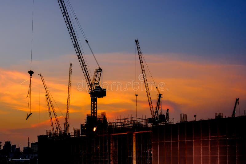 Construction Site at Sunset Stock Photo - Image of occupation ...