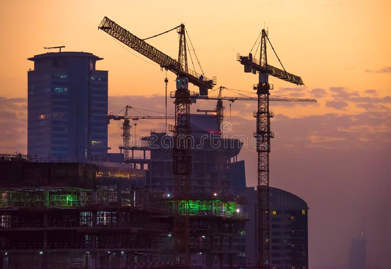 Construction Site at Sunset Stock Image - Image of equipment, dubai ...