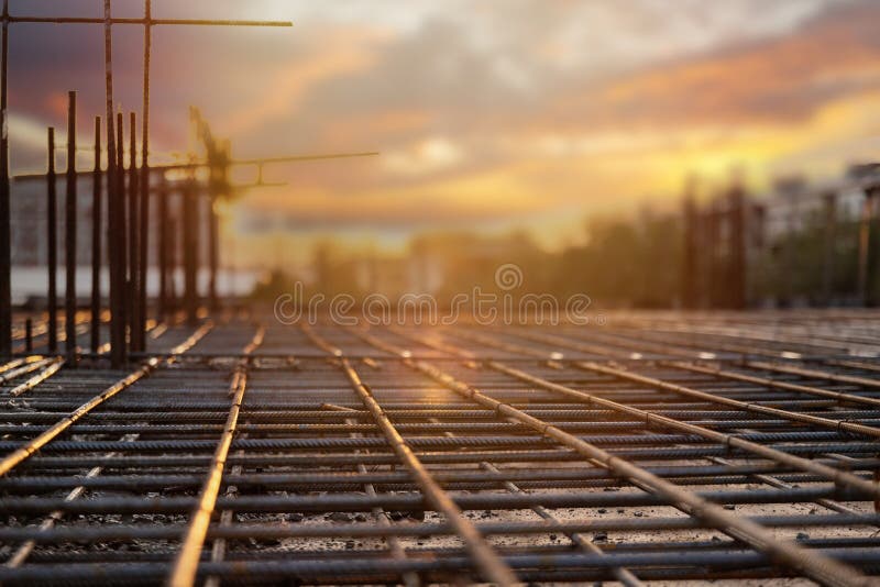 Construction Site in Sunset Lighting, End of Work Shift Stock Image ...