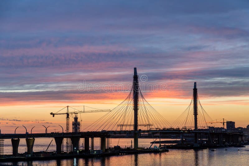 Construction Site after Sunset Stock Photo - Image of buildings ...
