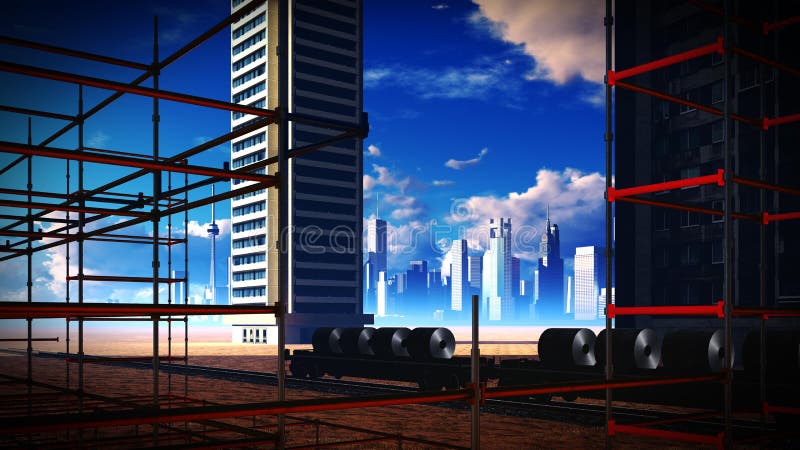 Construction Site at Sunset Stock Image - Image of expertise, earth ...