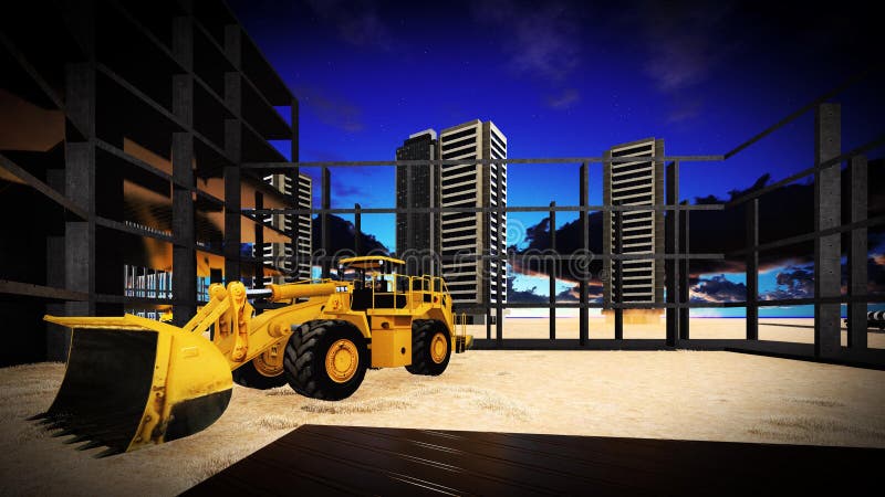 Construction Site at Sunset Stock Photo - Image of clear, business ...