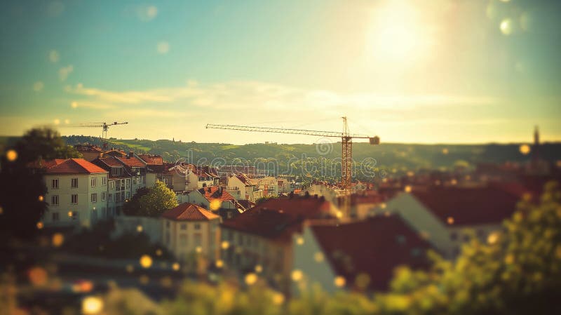 A Construction Site at Sunset Represents Urban Development and Progress ...