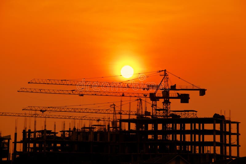 Construction Site stock photo. Image of sunset, industry - 33621322