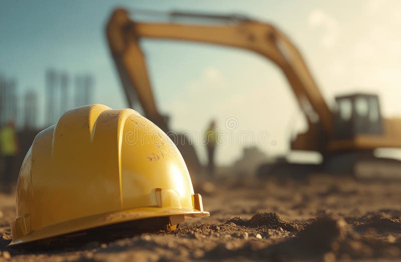 Heavy Machinery Working at a Quarry during Sunset in a Mountainous ...