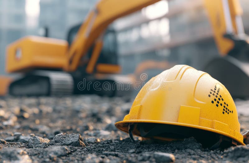 Heavy Machinery Working at a Quarry during Sunset in a Mountainous ...