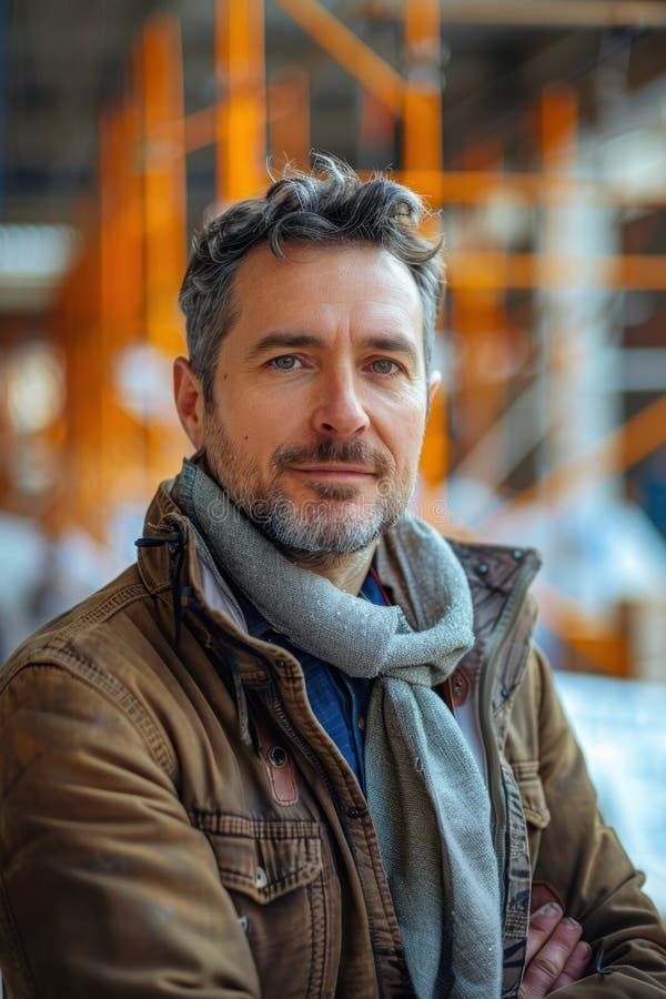 Construction Site Superintendent on the Job Site. Portrait of a Motley ...