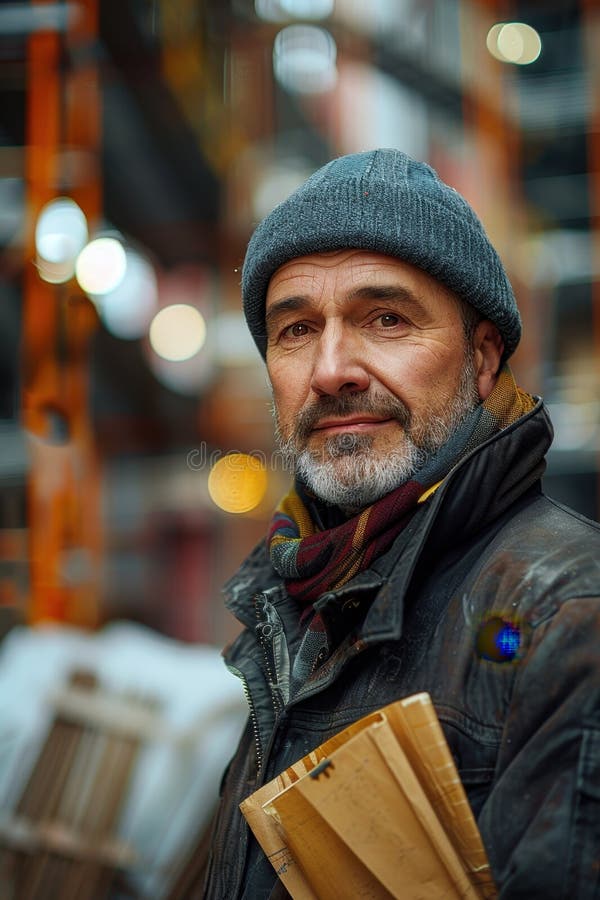 Construction Site Superintendent on the Job Site. Portrait of a Motley ...