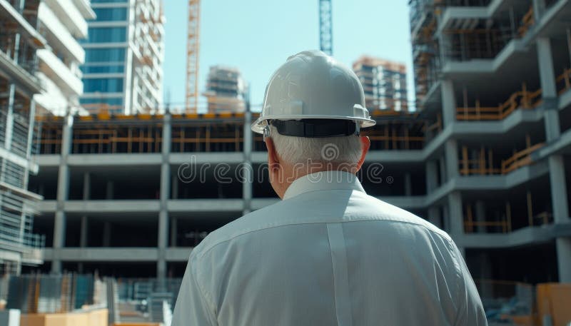 Construction Site Supervisor Overseeing Progress, Building Development ...