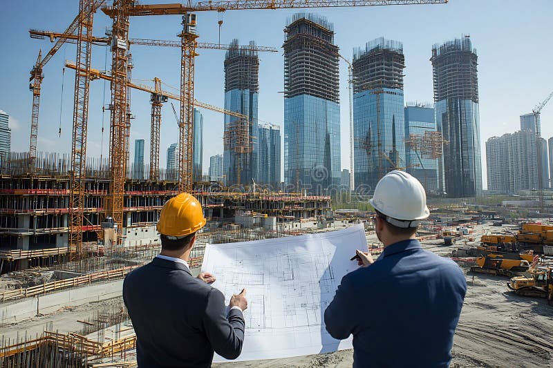 Construction Site Supervisors Overseeing a Large Scale Development ...