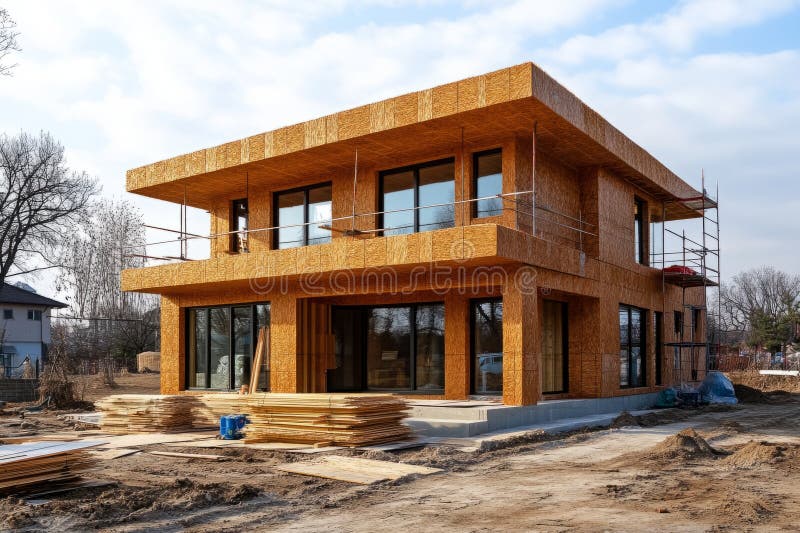 Construction Site of Sustainable Prefabricated House with Oriented ...