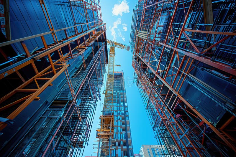 Construction Site with a Tall Building and a Crane in Action, Great for ...