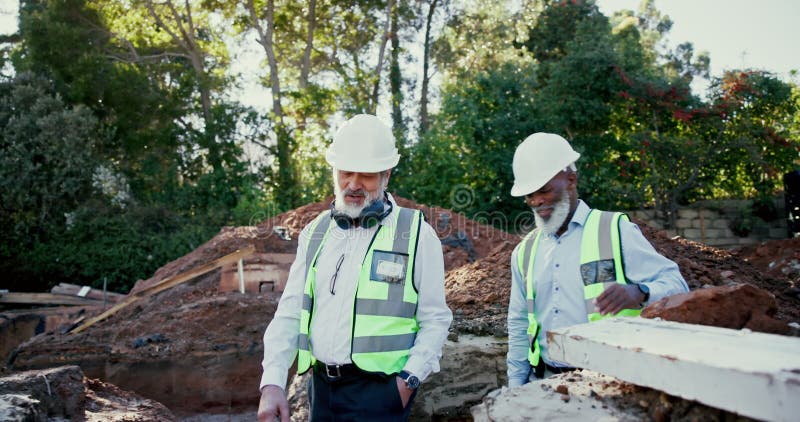 Construction Site, Teamwork and People Walking at Site for Building ...
