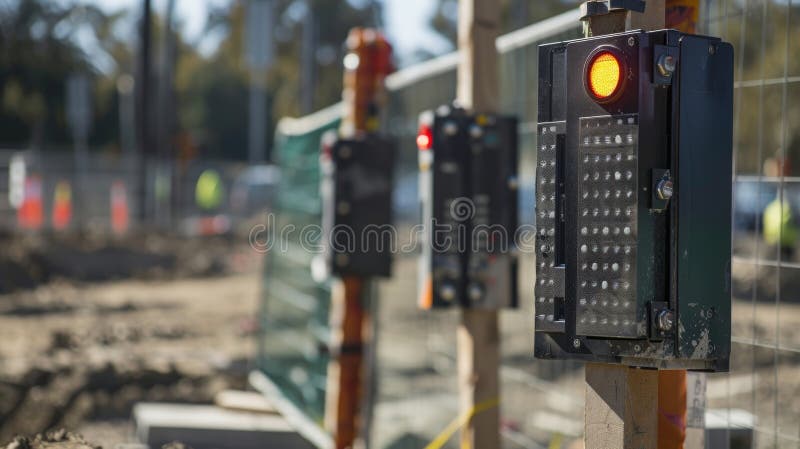 A Construction Site with Temporary Solarpowered Traffic Signals ...