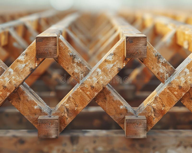 Precisely Aligned Timber Beams Form a Detailed Construction Framework ...