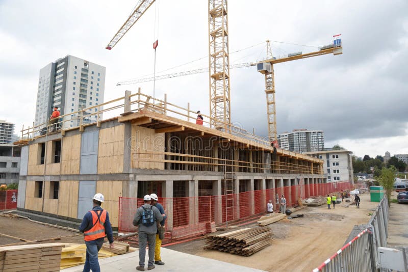 Construction Site of a Timber-concrete Composite Office Building Stock ...
