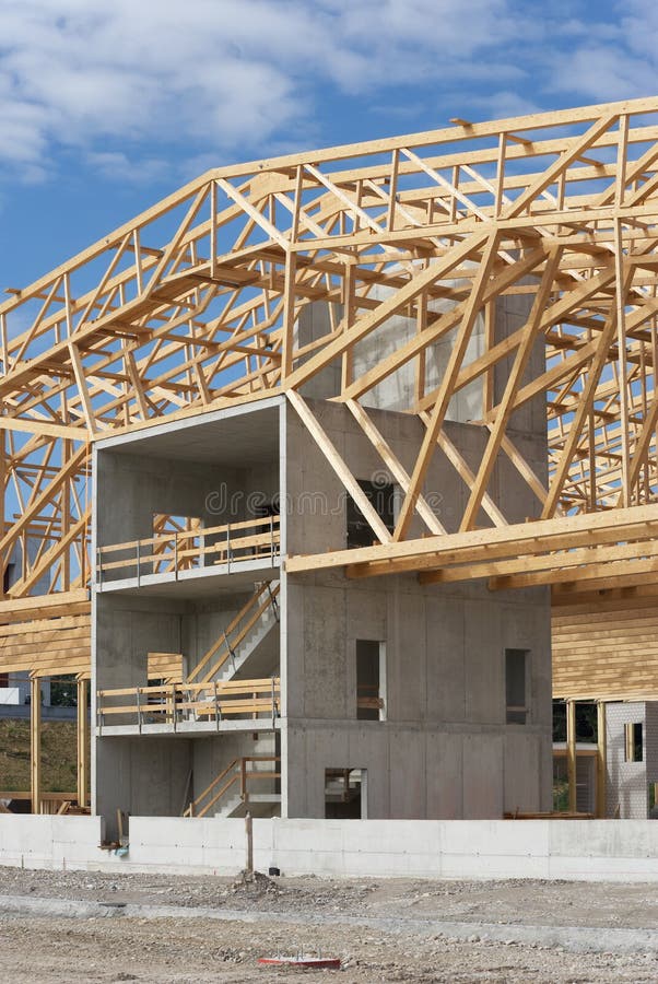 Construction Site with Timber Work Stock Image - Image of exterior ...