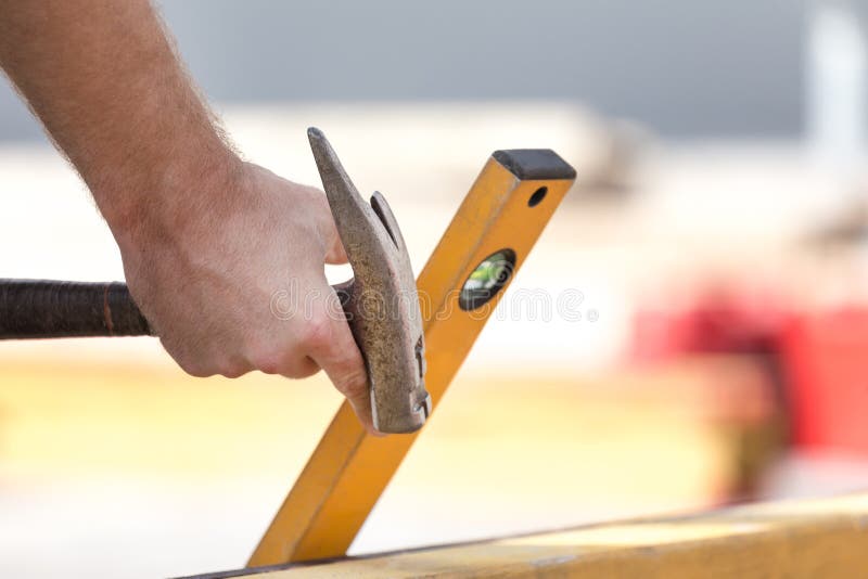 Construction Site Tools Close Up Background Stock Image - Image of ...