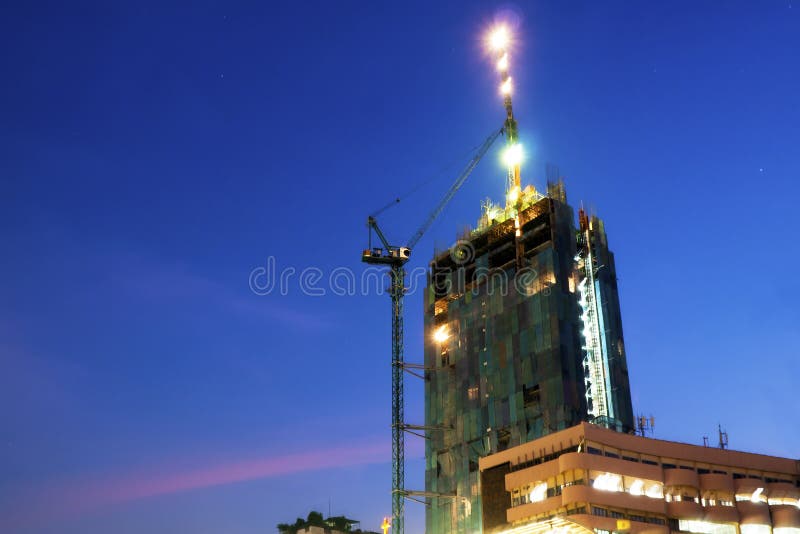 Construction Site with Tower Crane Loader Stock Photo - Image of lift ...
