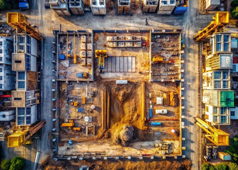 Construction Site Transformation Aerial Perspective of a Modern ...