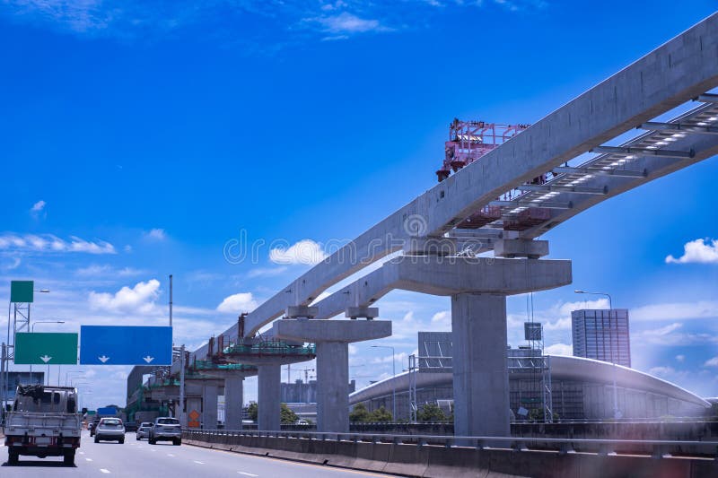 Construction Site of Transportation System, High-speed Train Overhead ...