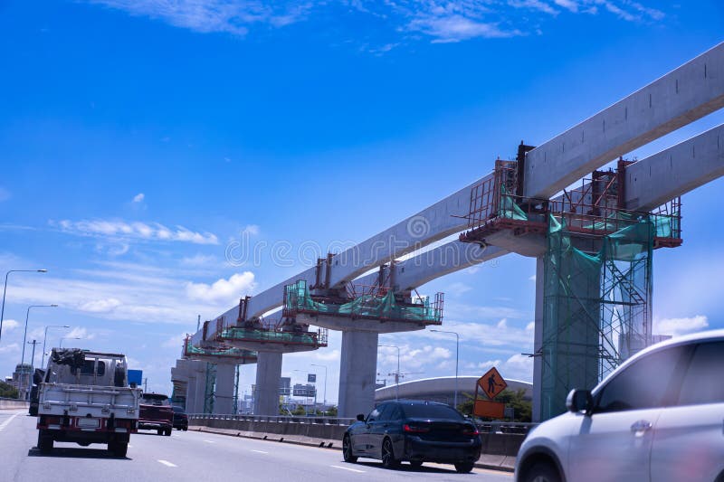 Construction Site of Transportation System, High-speed Train Overhead ...