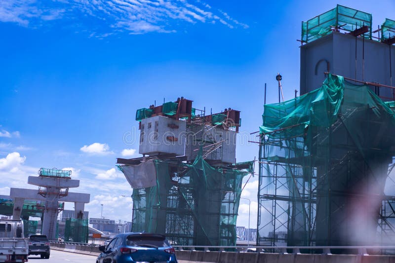 Construction Site of Transportation System, High-speed Train Overhead ...