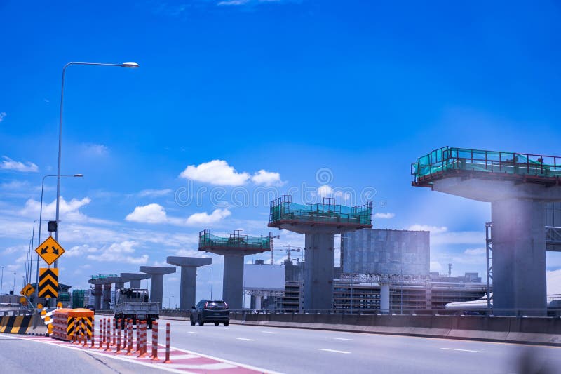 Construction Site of Transportation System, High-speed Train Overhead ...