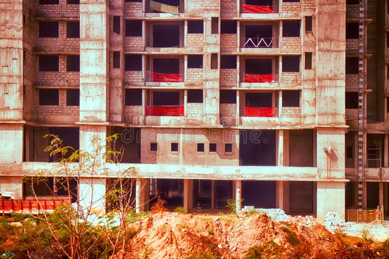 Construction Site in a Tropical Region Stock Photo - Image of hoist ...