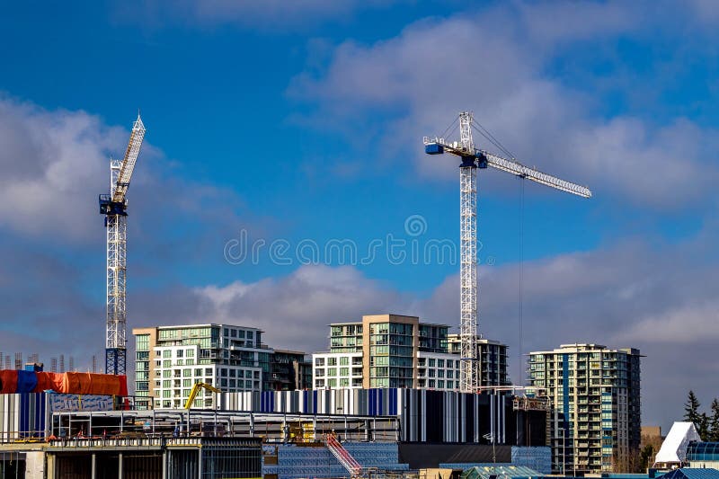 Construction Site with Two Cranes in Richmond City Editorial Photo ...