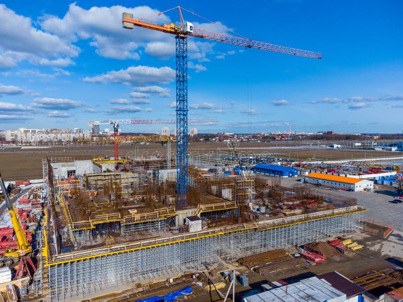 Construction Site with Unfinished Building Stock Photo - Image of ...