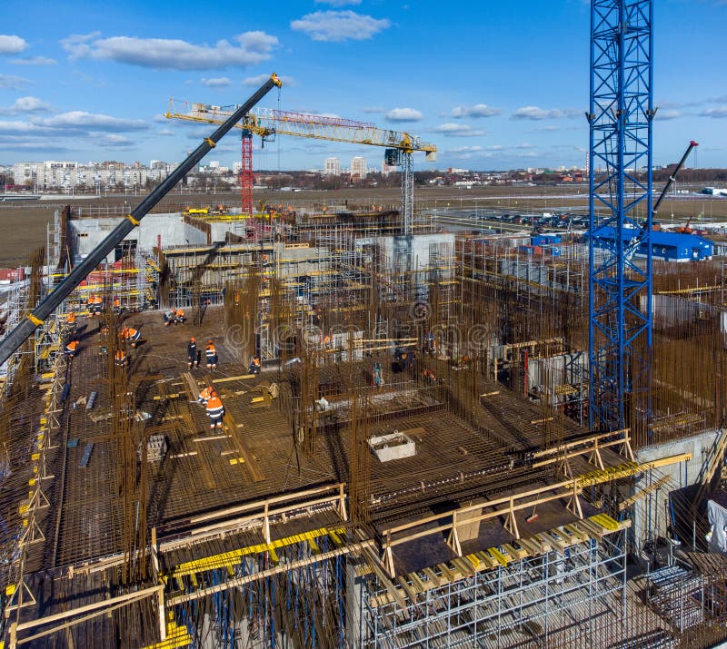 Construction Site with Unfinished Building Stock Photo - Image of ...