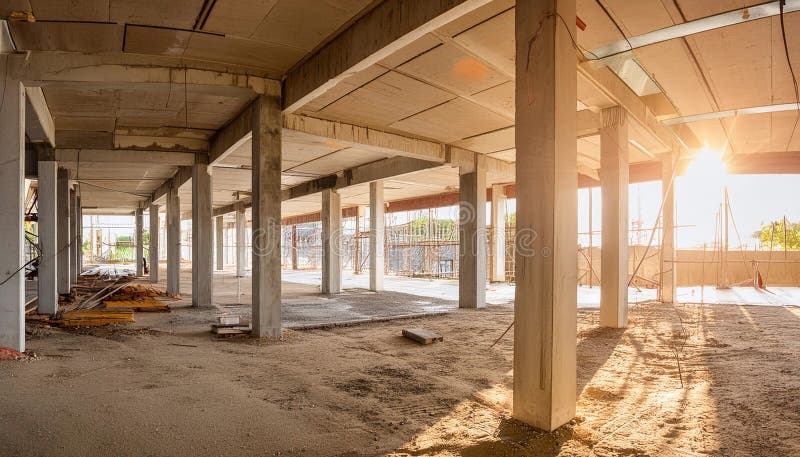Construction Site, Unfinished Building, Concrete Pillars, Exposed ...