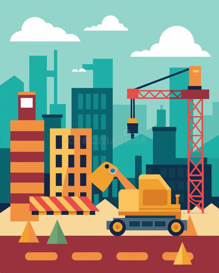 A Construction Site with Unfinished Buildings and Unmoving Machinery a ...